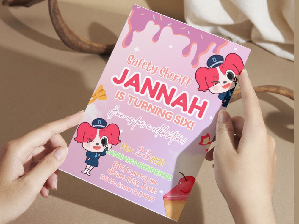 Editable Safety Sheriff Labrador Episode Birthday Invitation Template DIY