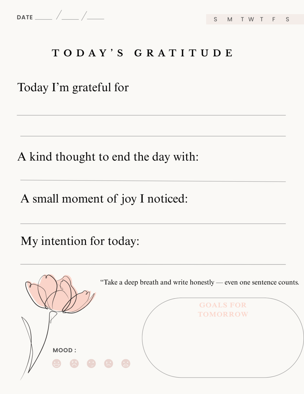 Start With Thanks – 30-Day Printable Gratitude & Self-Care Journal ...