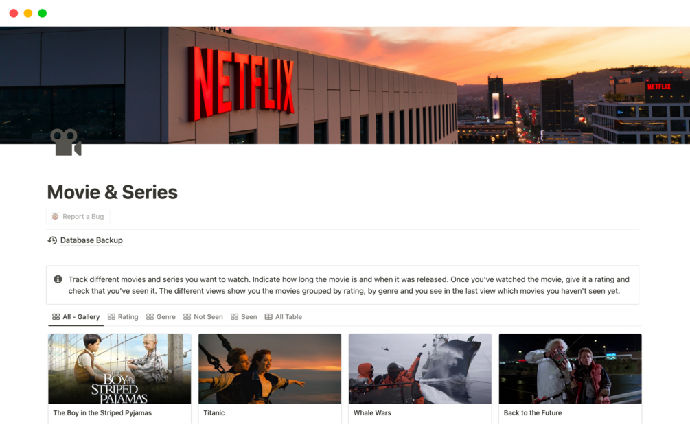 Movie & Series Tracker – Notion Template to Organize & Rate Films & TV ...
