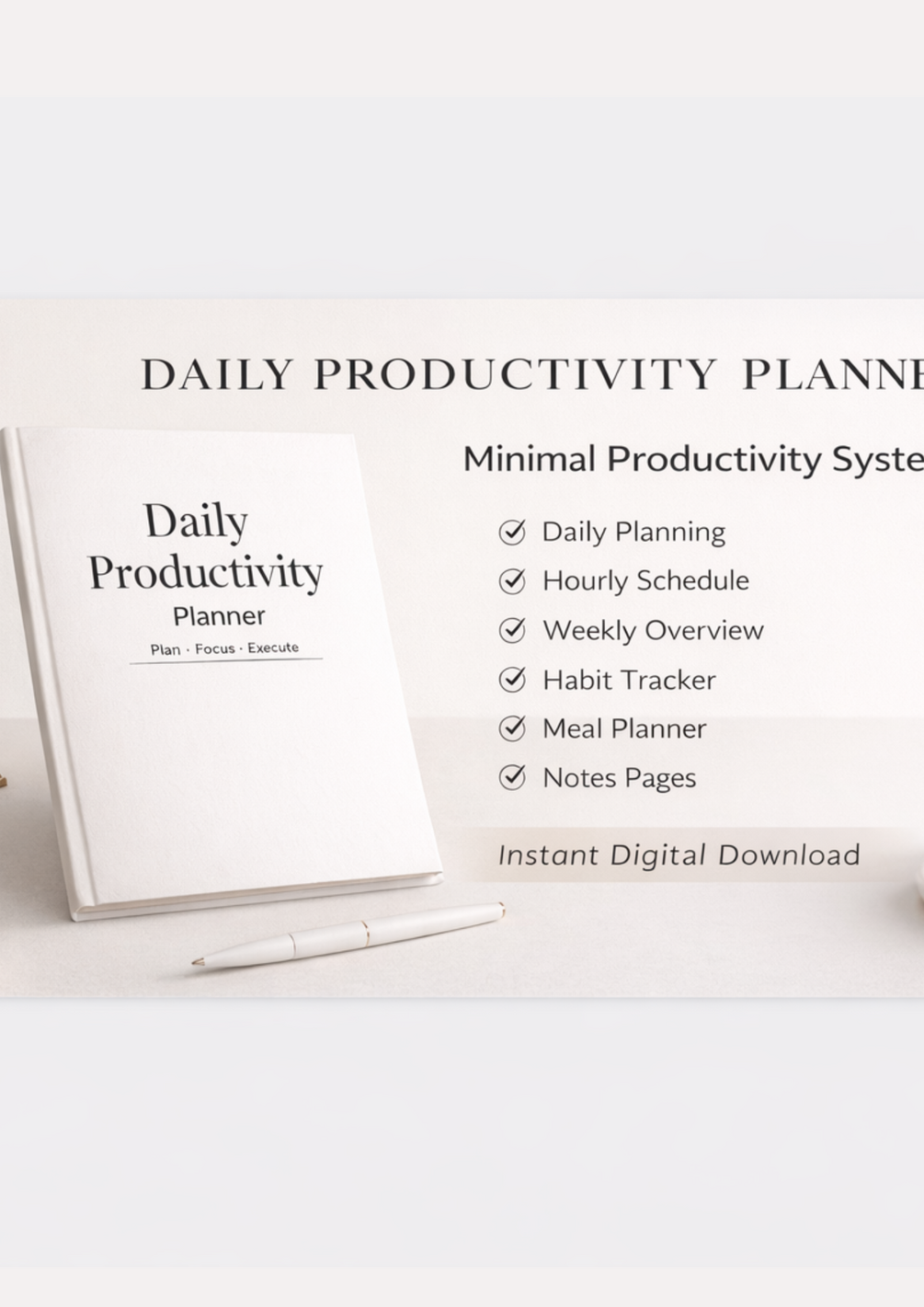 Minimal Daily Planner Printable PDF | Productivity Planner with To-Do ...