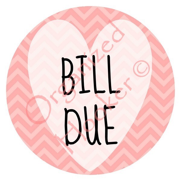 BILL DUE in PINK Printable Planner Stickers — Digital Download