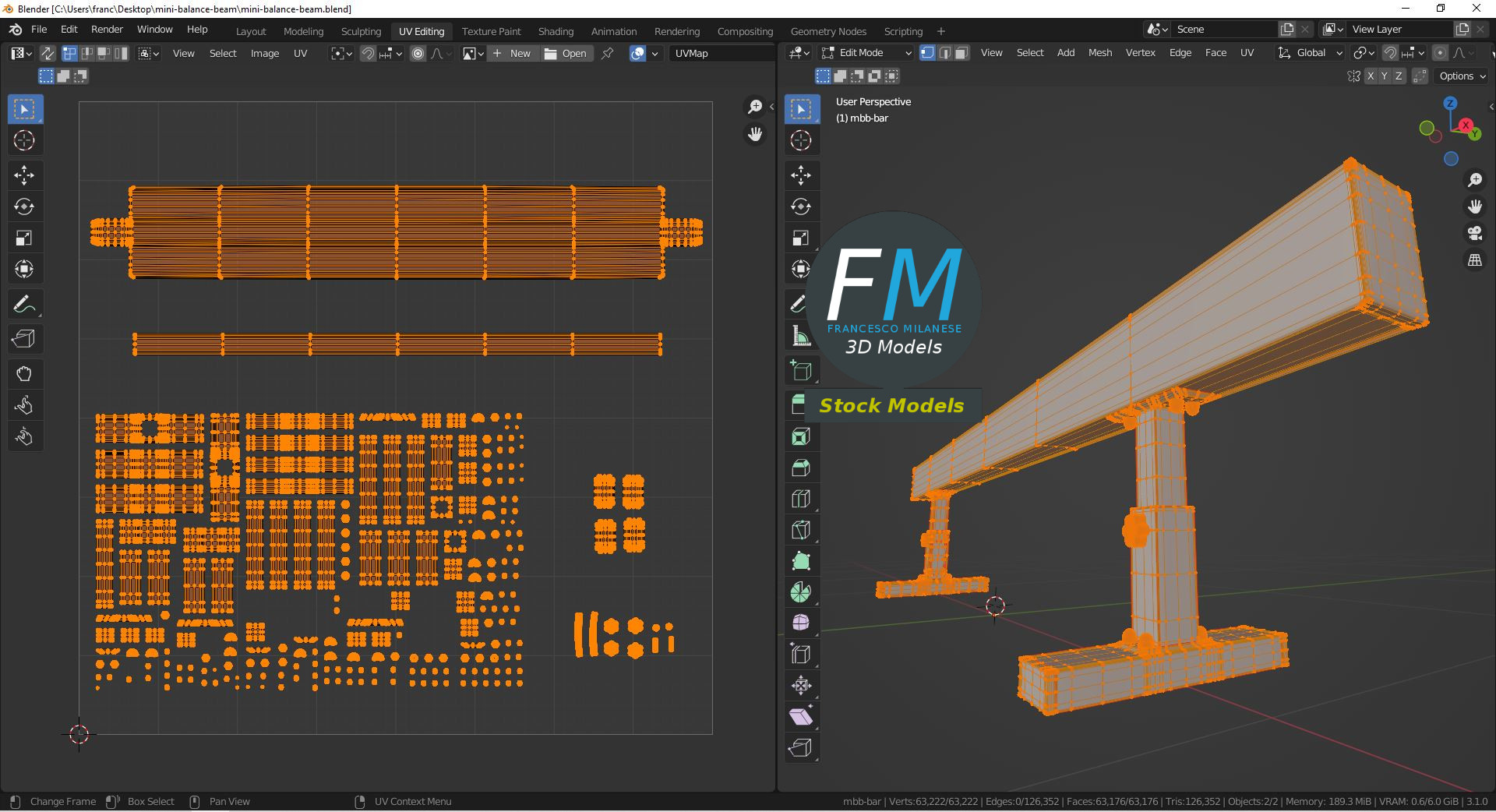 3D MODEL - Mini balance beam