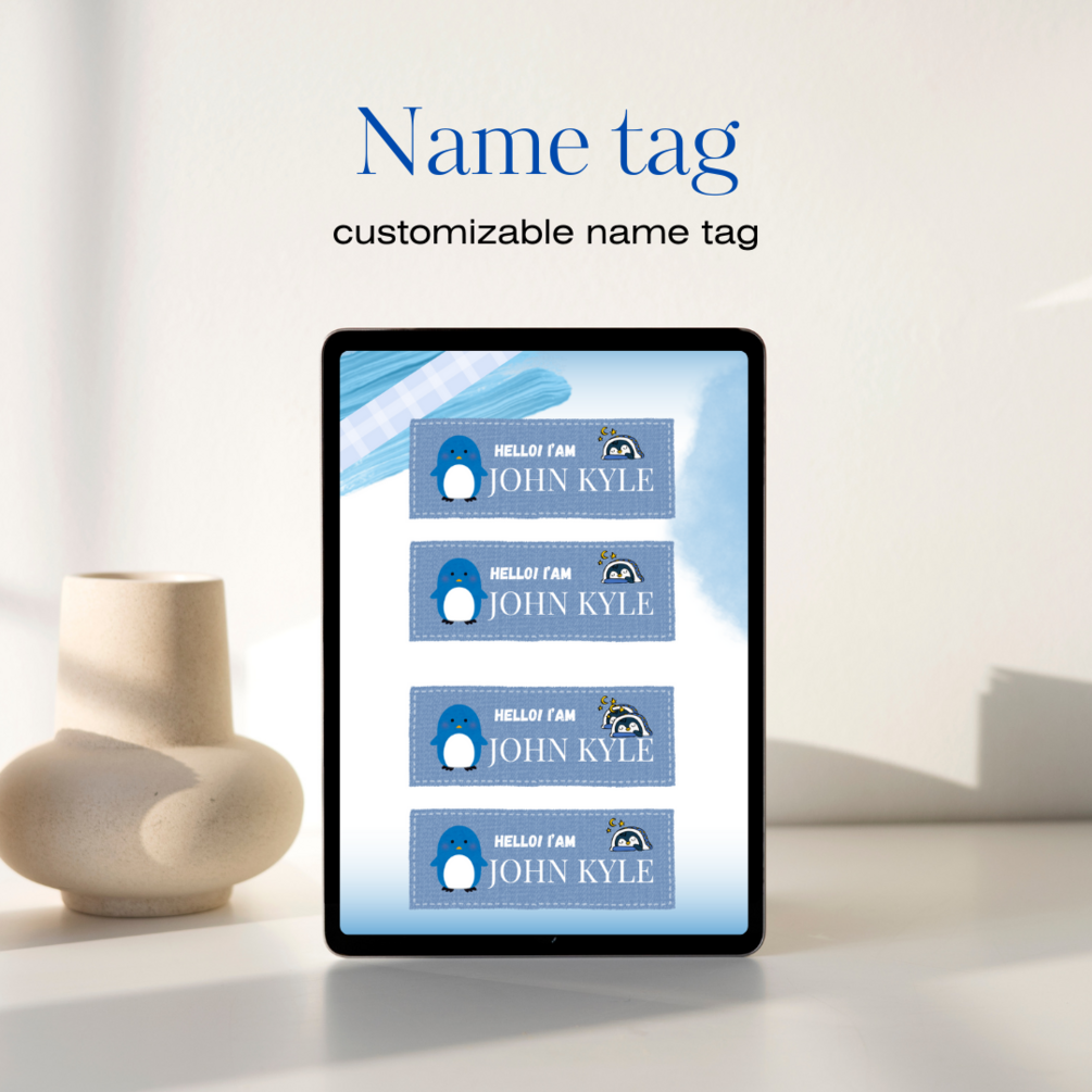 Customizable Name tag Blue design