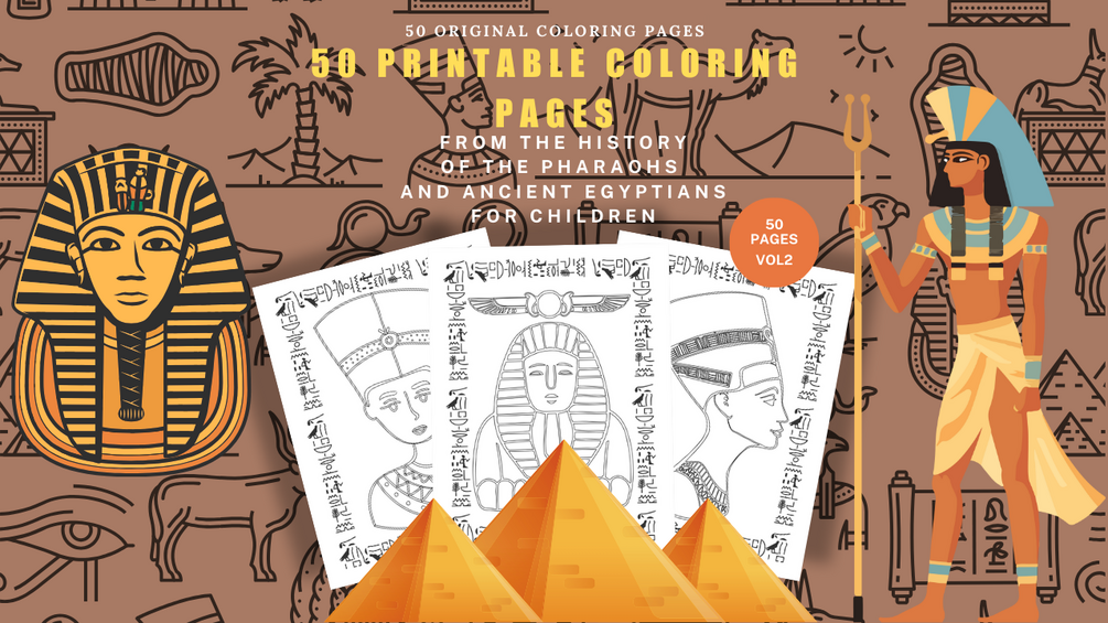 50 Pages Original Coloring Ancient Egypt Coloring Book Vol-2