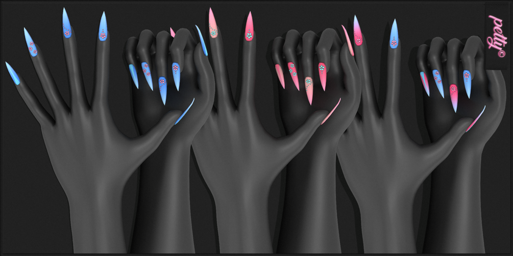 34 ꒰ა 🎀 ໒꒱ FLOWER NAILS | VRCHAT VTUBE 3D GAME ASSET