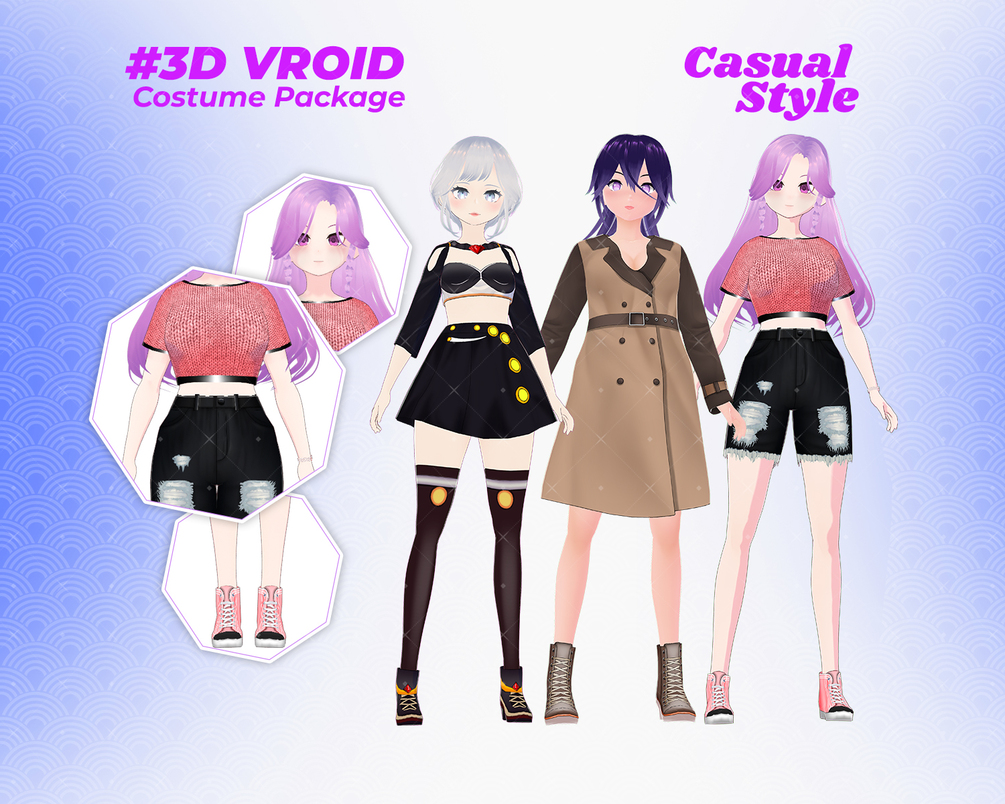 Stylish Digital Casual Outfits Collection - VRoid Clothing Pack, VRoid ...