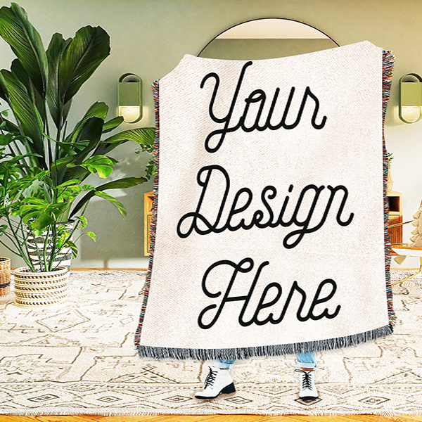Jacquard Fringe Woven Blanket Mockup Bundle