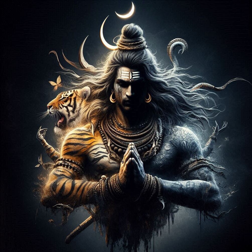 Divine Power & Balance: Stunning Abstract Images of Lord Shiva & Shakti 🌙🔥