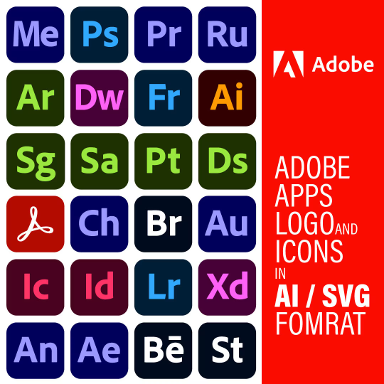 Adobe Icons Collection in SVG and AI Format // True Vector Format