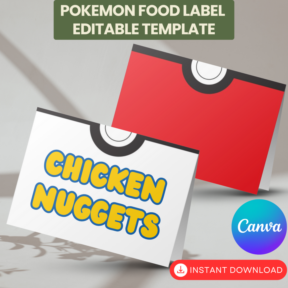 Editable Pokemon Food Label Canva Template | 3.5x5 Inch Labels ...