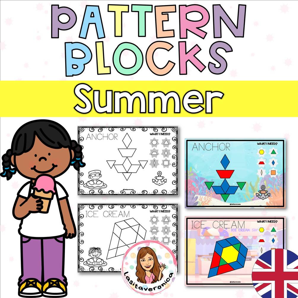 Pattern Blocks Verano / Summer Pattern Blocks. Math. ENGLISH