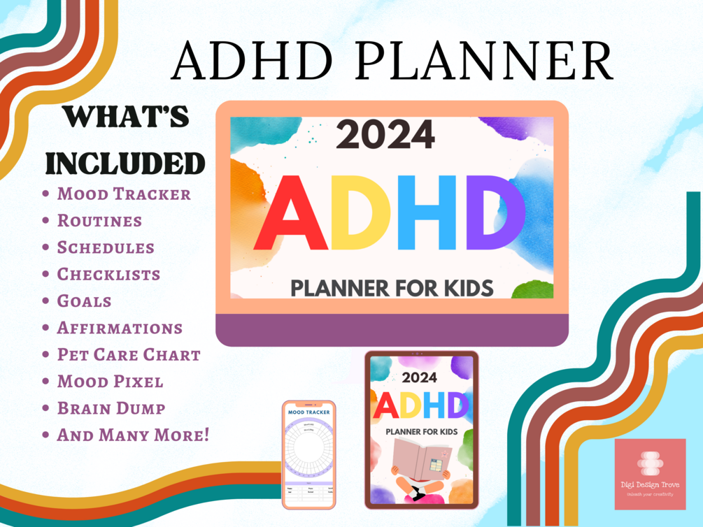 ADHD Daily Journal Planner for Kids Printable Downloadable PDF E-Book