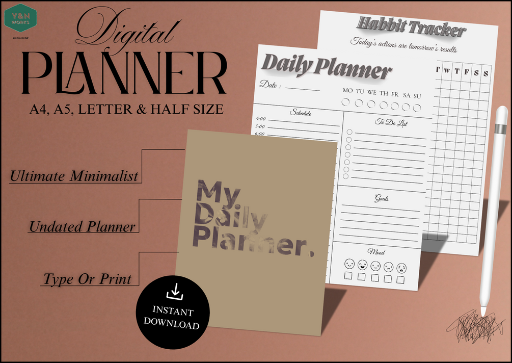 Daily Planner & Habit Tracker — Printable PDF for Productivity and Self ...