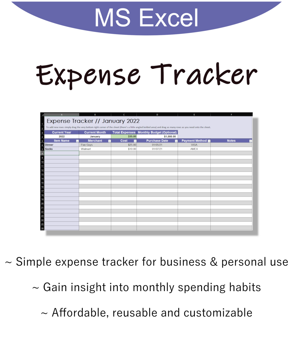 Expense Tracker Excel, Simple Expense Tracker, Expense Report, Expense ...