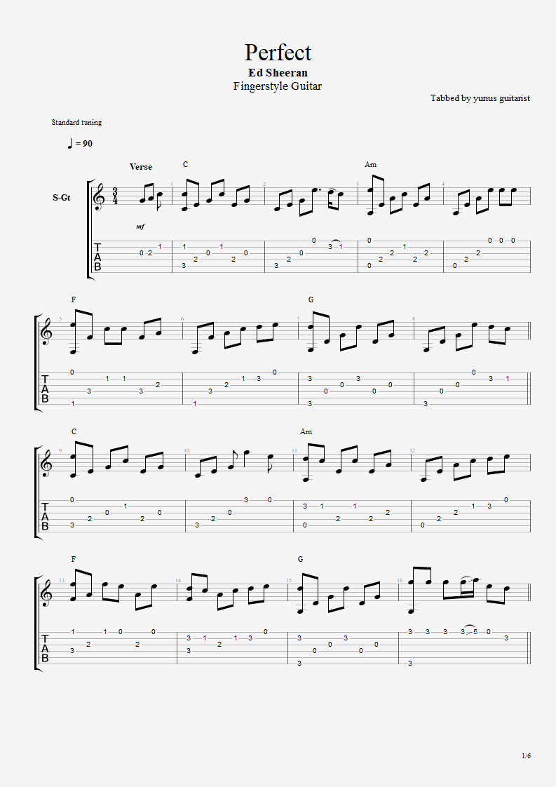 TAB. Perfect - Ed Sheeran