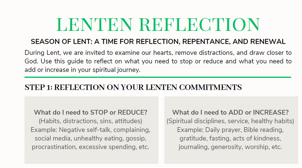 Lenten Reflection Template