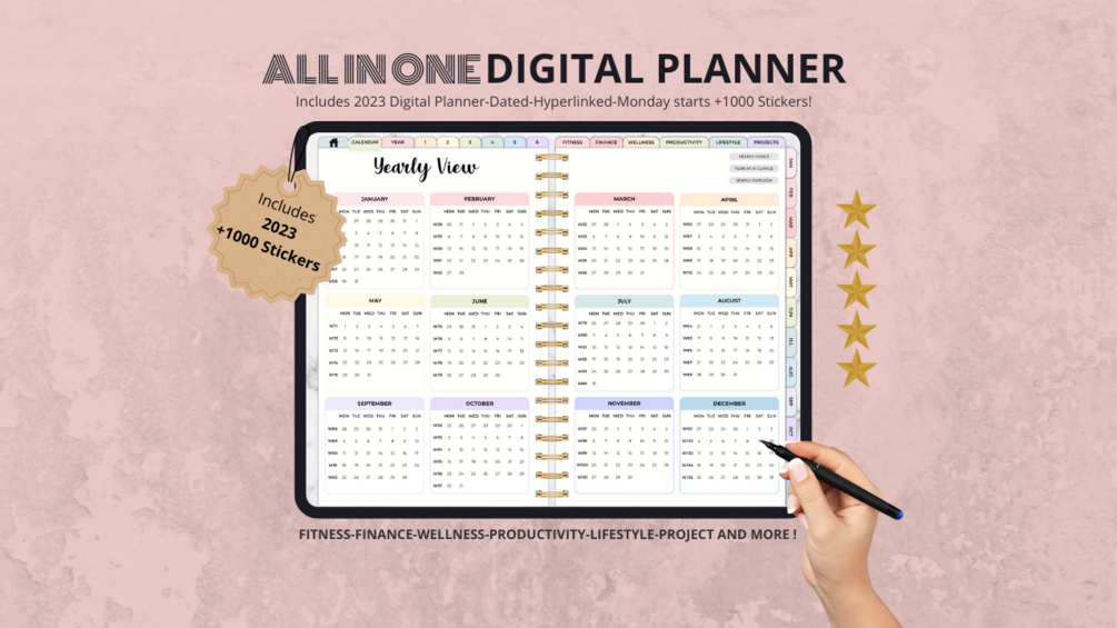 Digital Planner 2023+Stickers, Goodnotes Planner, iPad Planner ...