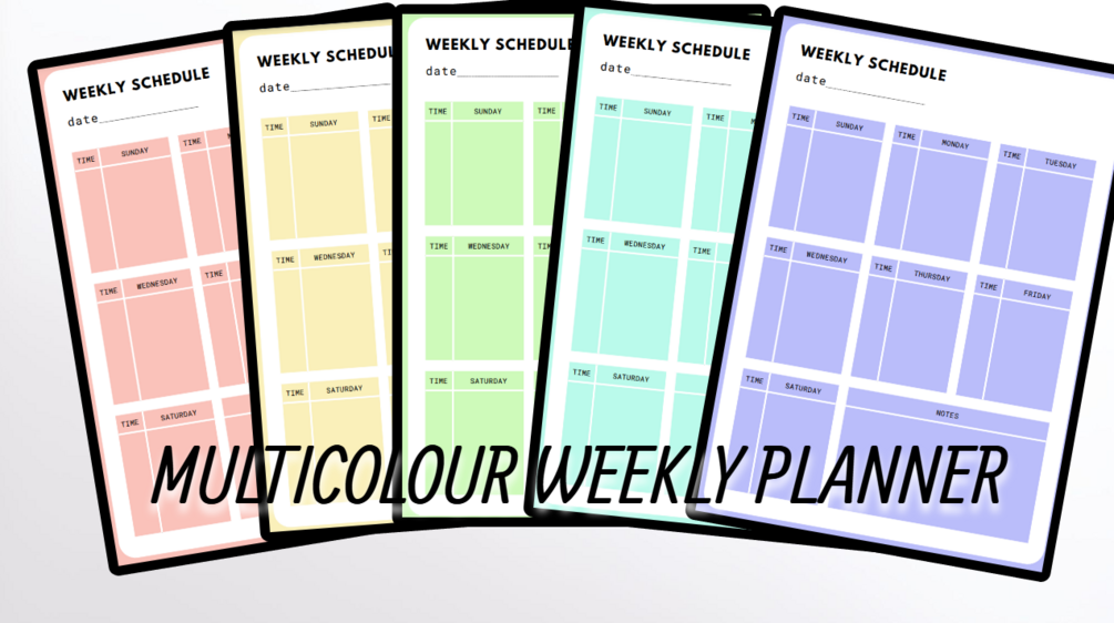 Colourful Weekly Planner - Printable, PDF, Digital