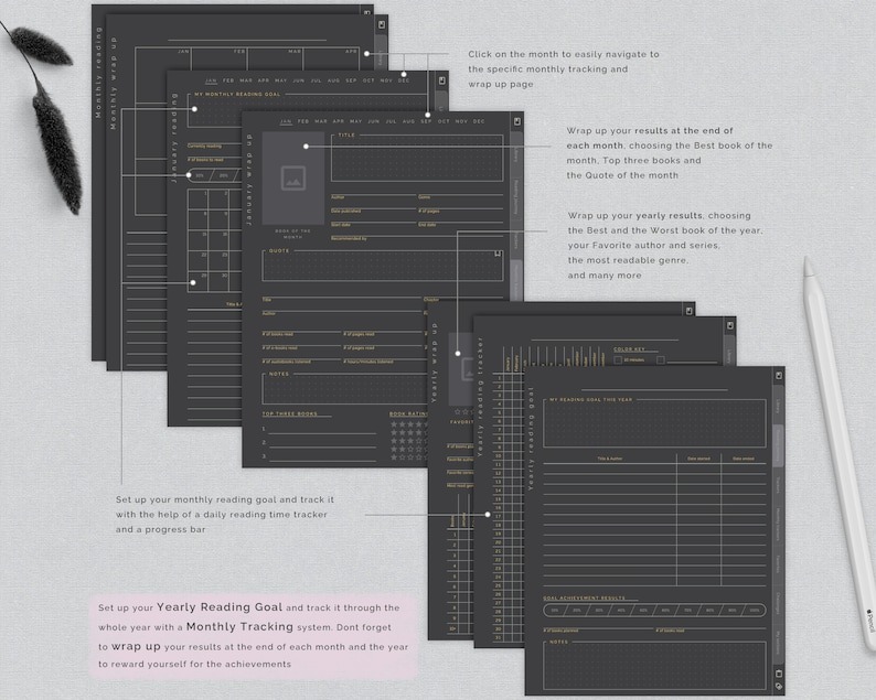 Digital Reading Journal Dark mode | Book tracker | Book review and ...