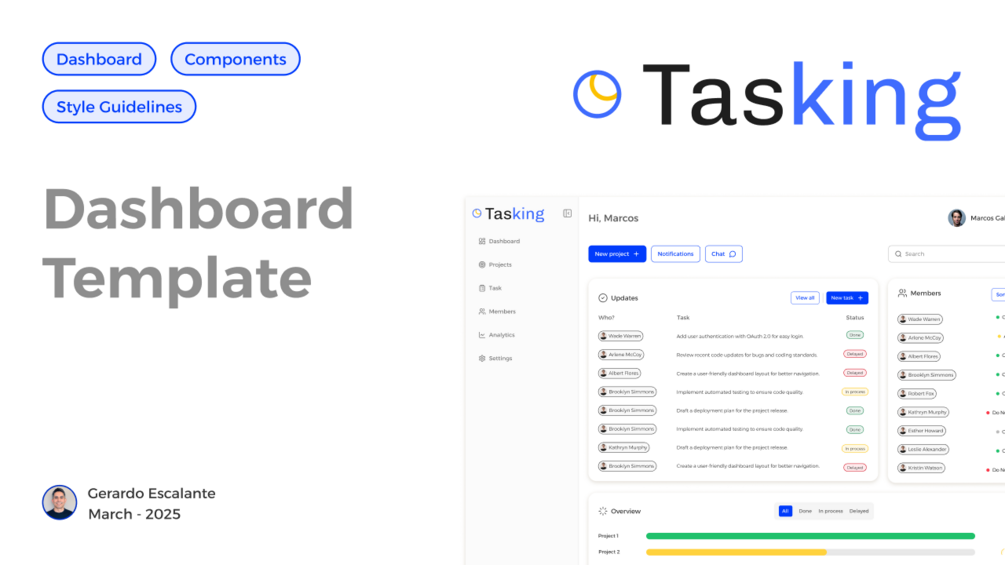 Task Manager Dashboard for Figma – UI Kit for Teams & Freelancers