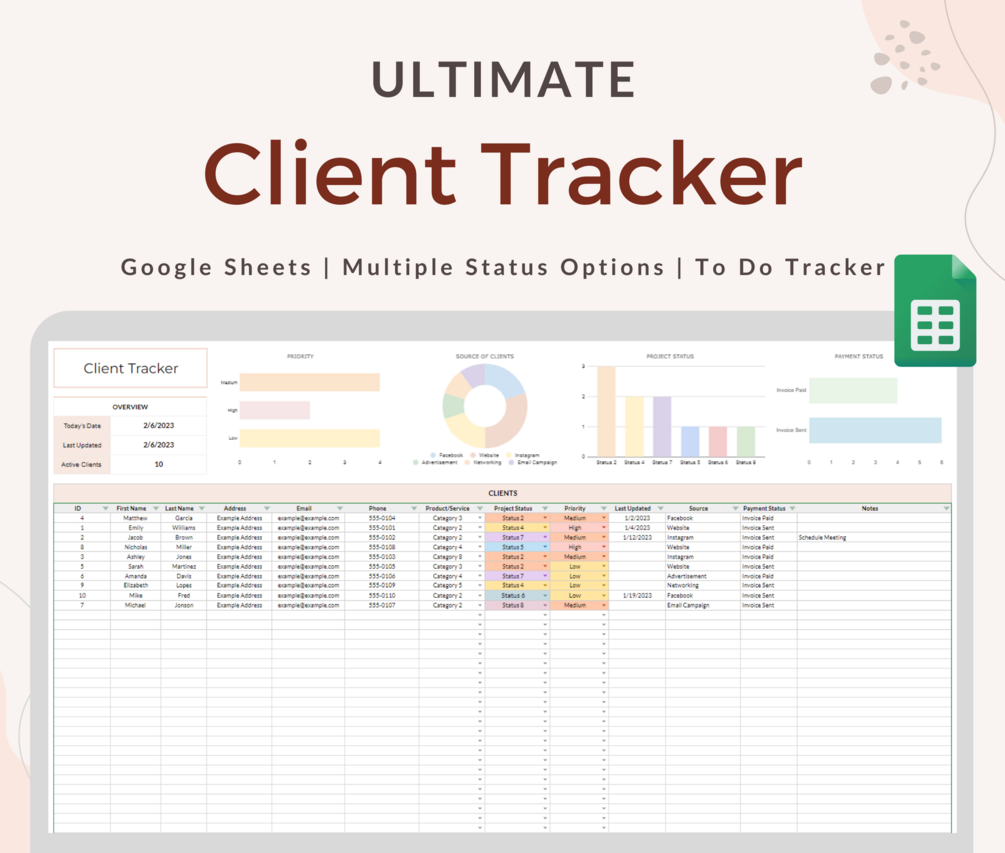 Client Tracker Spreadsheet | Google Sheet