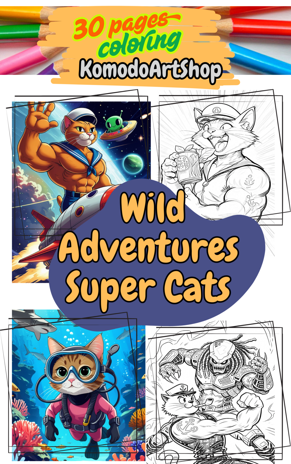 Epic Cat Adventures Coloring Pages
