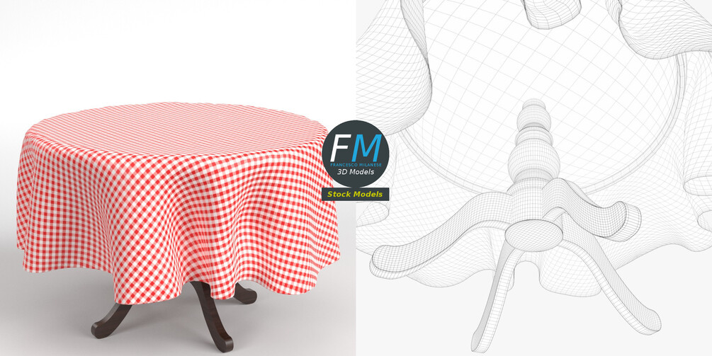 3D MODEL - Table with tablecloth 3