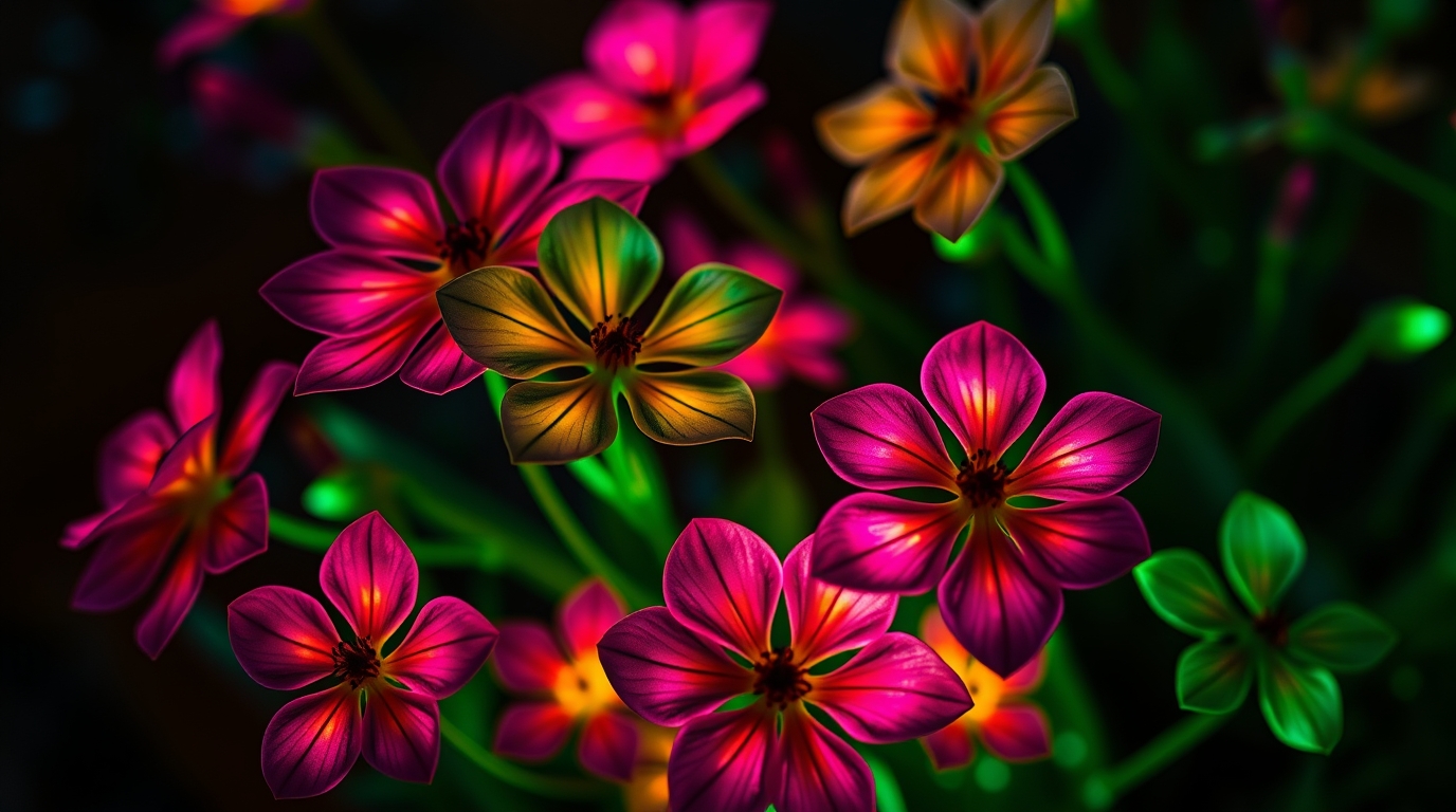 Radiant Neon Blooms