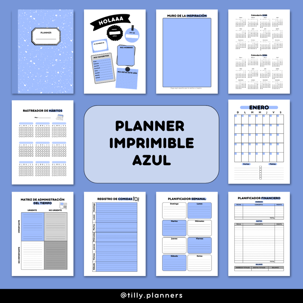 Planner Imprimible Azul