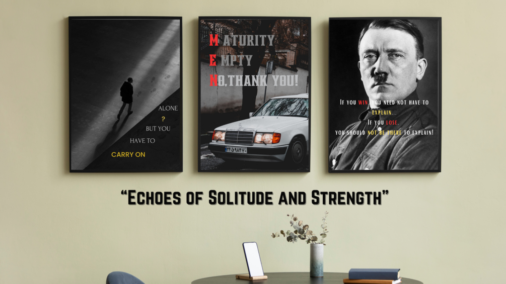 Motivational Wall Art PACK called "Echoes of Solitude and Strength" (3 ...