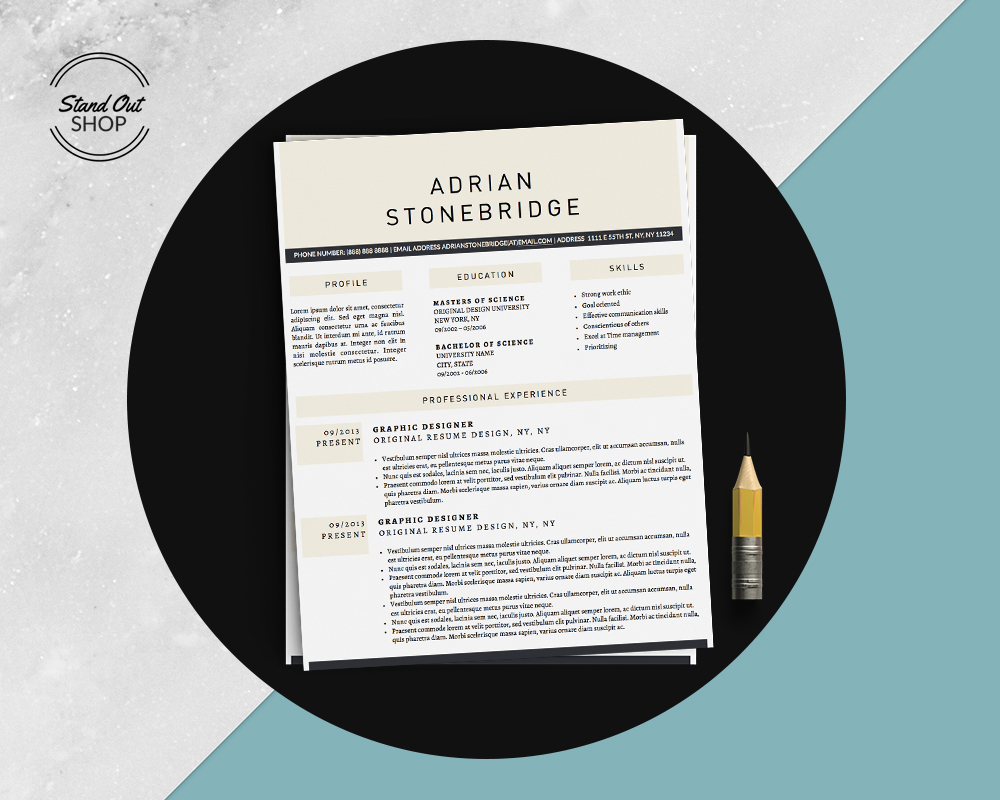 Adrian Stonebridge Resume Template 5 Pack for Microsoft Word & Apple Pages