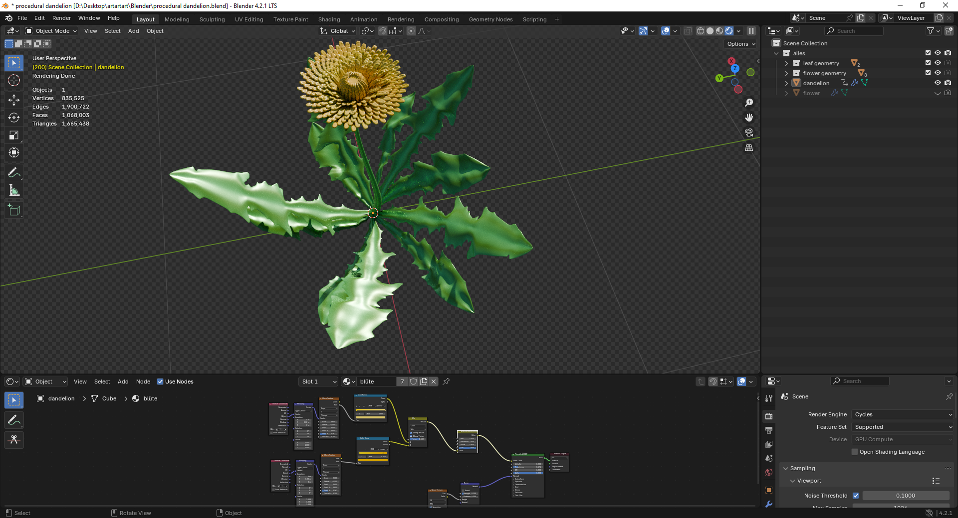 Procedural Dandelion(Blender Geometry Nodes)