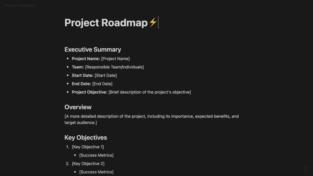Notion Template - Project RoadMap - Hustler - Hipster - Hacker - Startup ⚡️