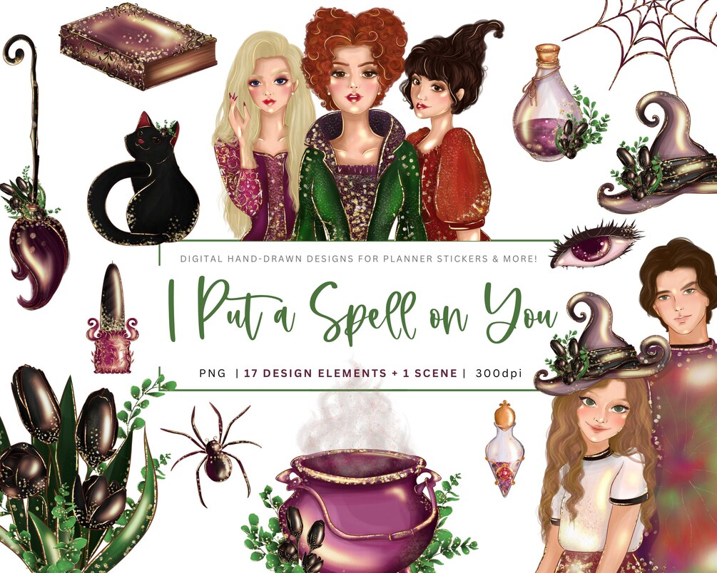 Spellbinding Hocus Pocus Clipart: Sanderson Sisters & 'I Put a Spell on ...