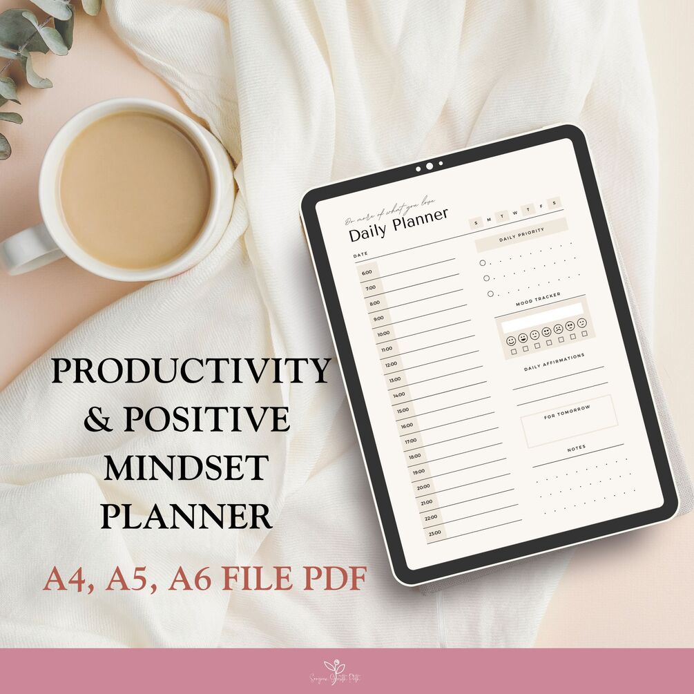 Productivity & Positive Mindset Planner Productivity Planner SIze A4,A5 ...