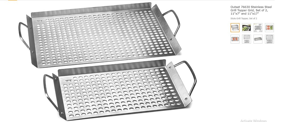 Outset 76630 Stainless Steel Grill Topper Grid, Set of 2, 11"x7" and 11 ...