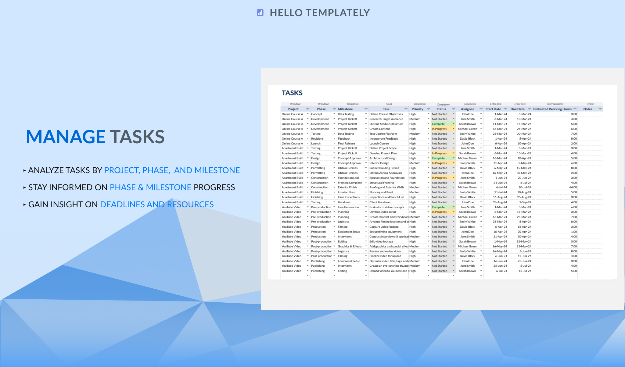 Multi Project Timeline Template | EXCEL, Google Sheets