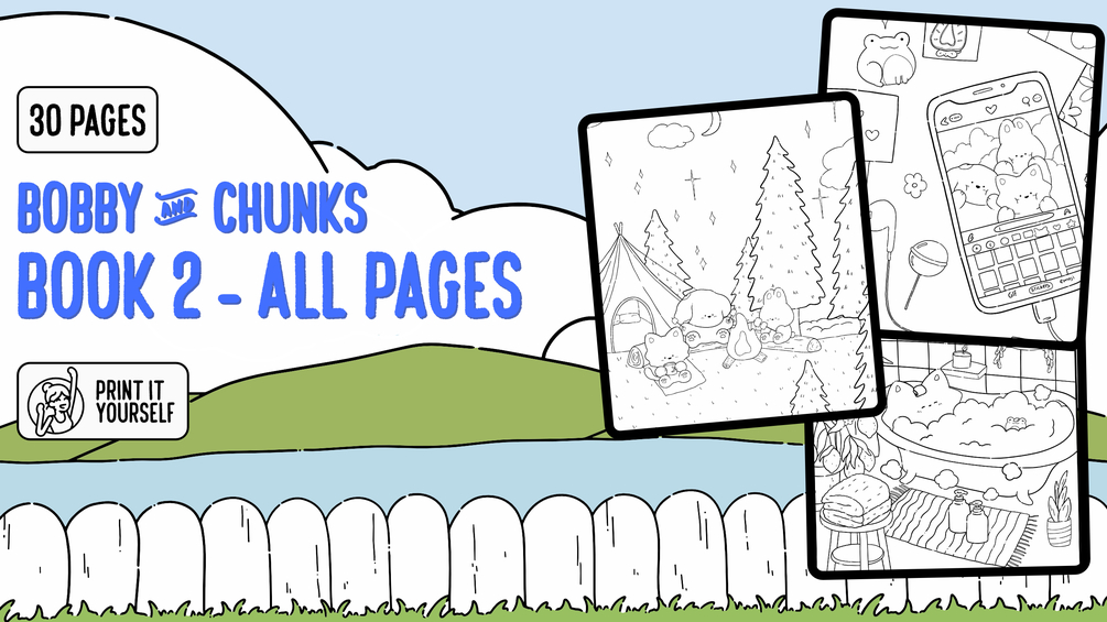 Bobby & Chunks 2 (All Pages): 30 Coloring Pages Digital Download Print ...