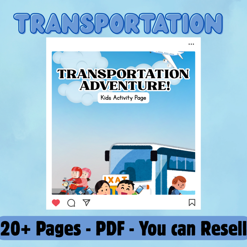 Transportation Adventure Kids Activity Page|shecreatesproduct