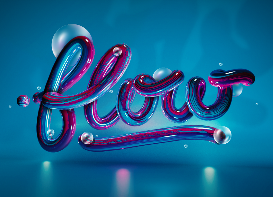 Flow 3D lettering design (PSD & C4D files)