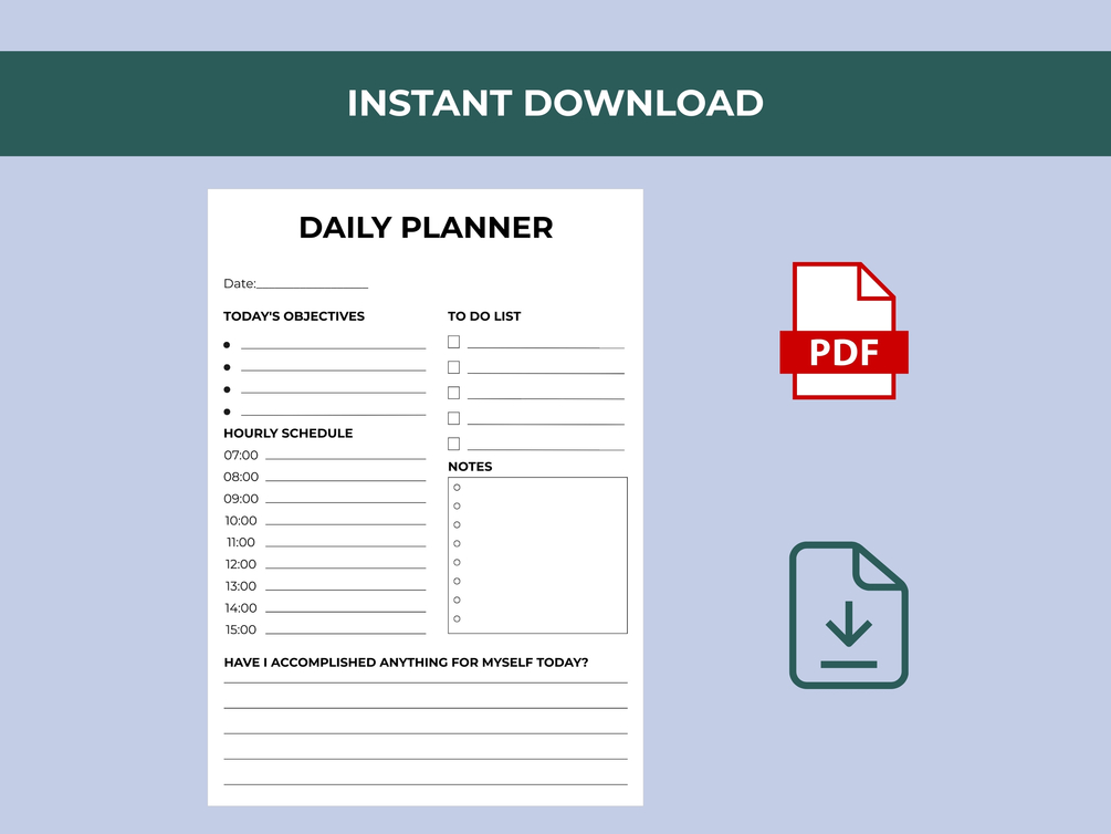Minimalist Daily Planner Printable: A4 & US Letter Sizes (PDF Download)