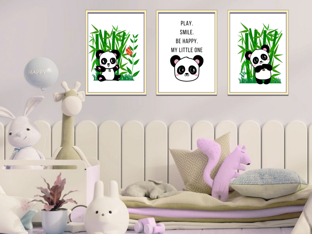 Kids Baby Panda Poster PLAY SMILE