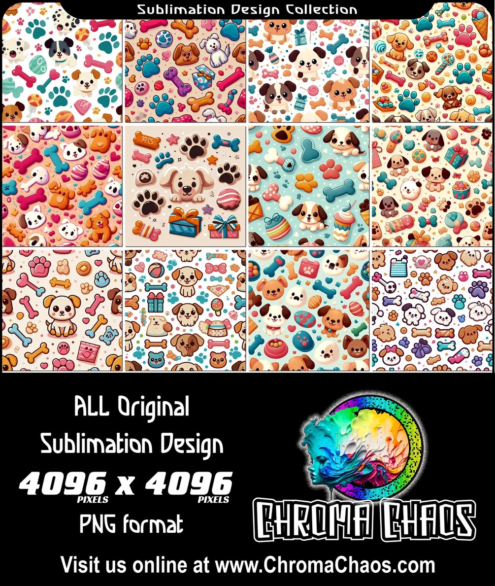 Puppy & Paws Sublimation Designs Collection: 12 Graphics in PNG Format ...