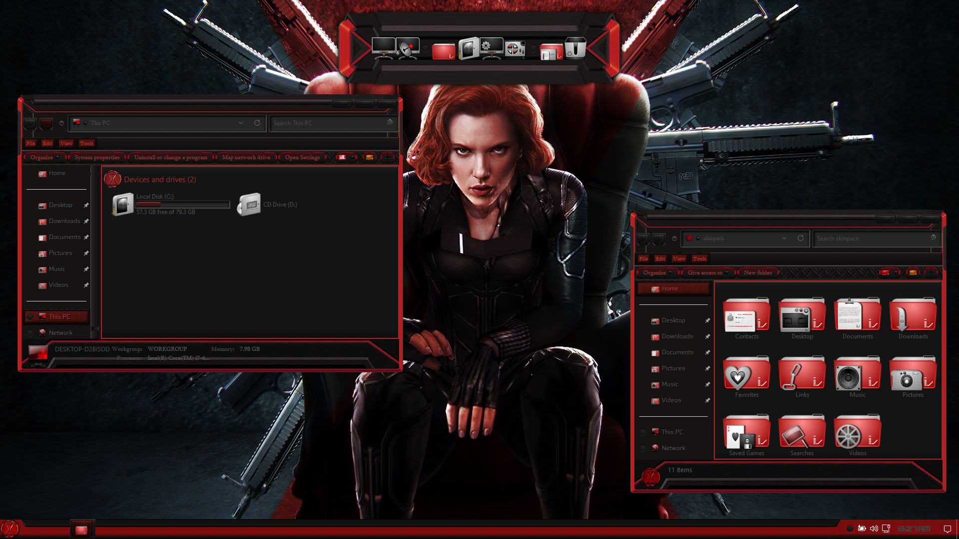 BLACK WIDOW Premium Skin Pack for Win11 - skinpacks.com