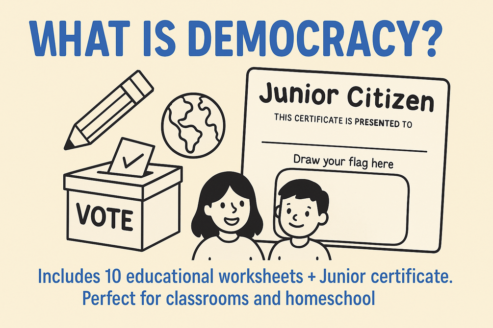 What is Democracy - Educational Worksheet Pack for Kids (Ages 6-12)