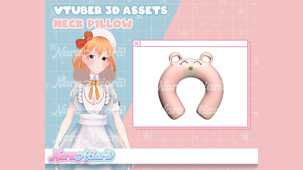 3D Vtuber Assets Sweet Pink Neck Pillow Vroid Commission, 3D assets ...