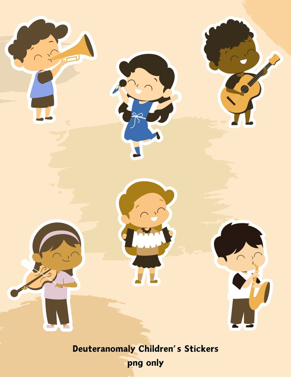 Children's Colorblind Music Sticker 6 Pack!