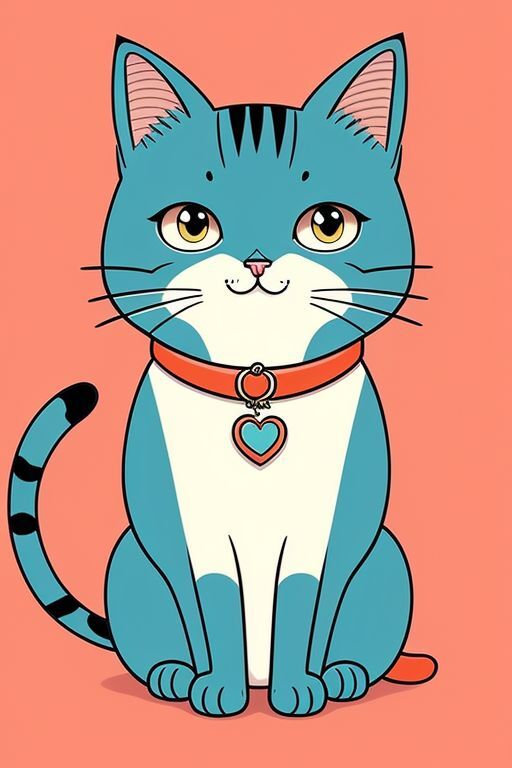 Cartoon Cat | Art Picture | Inspiration Painting | Digital Printable