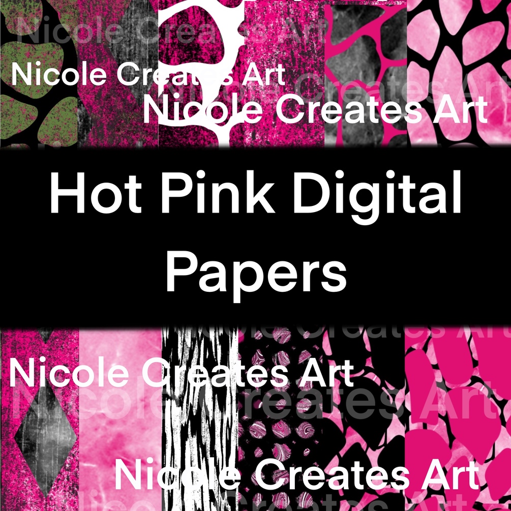 Shades of Hot Pink Digital Papers + Bonus Washi Tapes