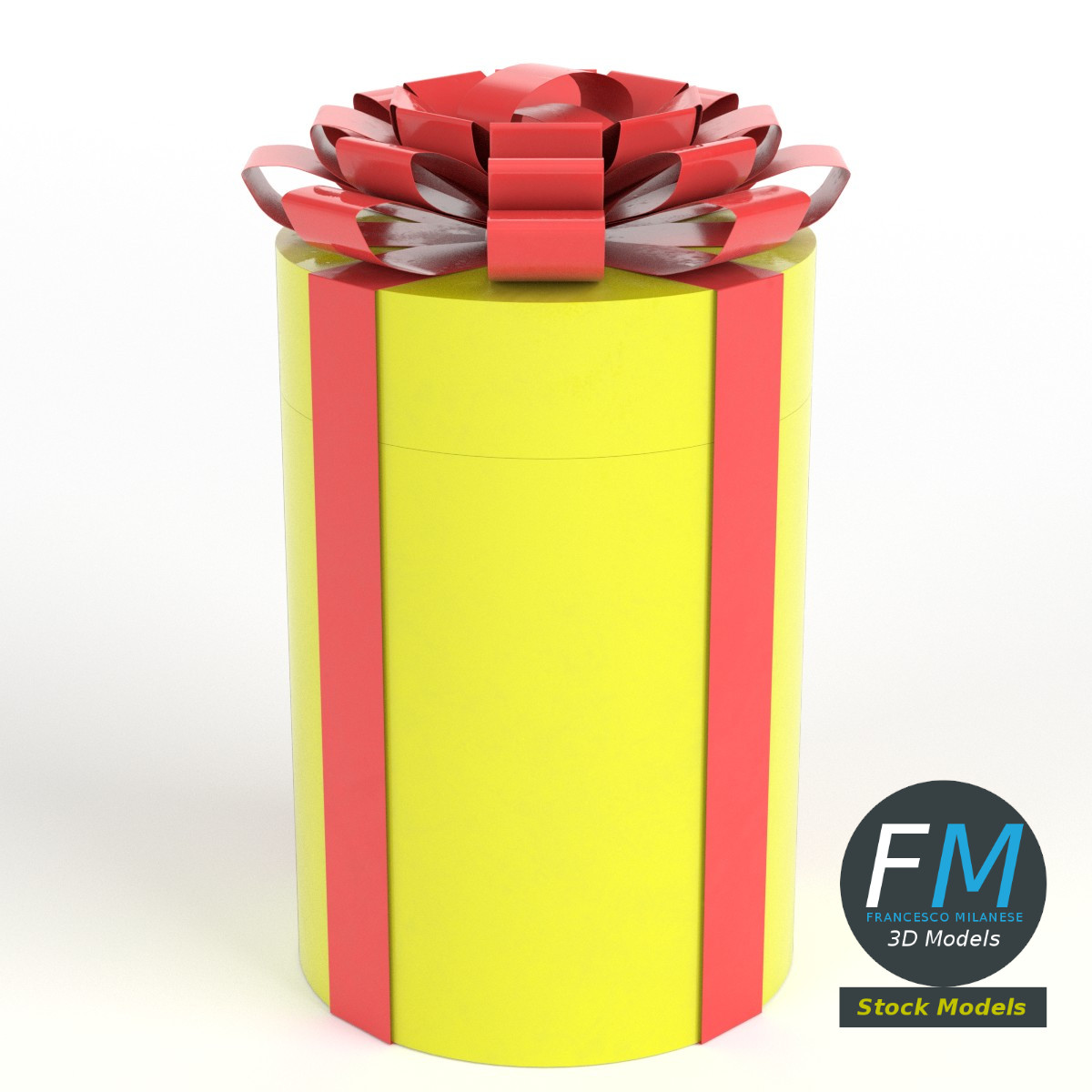 3D MODEL - Cylindrical gift case with a ribbon